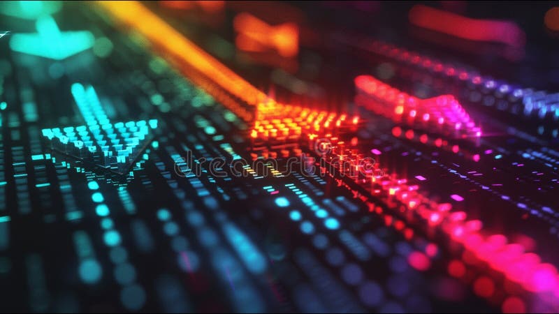 Arrow Chart Cyber Information Nodes Electronic Info Arrows Stock ...