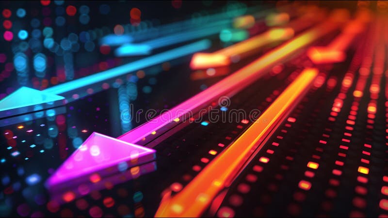 Arrow Chart Cyber Information Nodes Electronic Info Arrows Stock ...