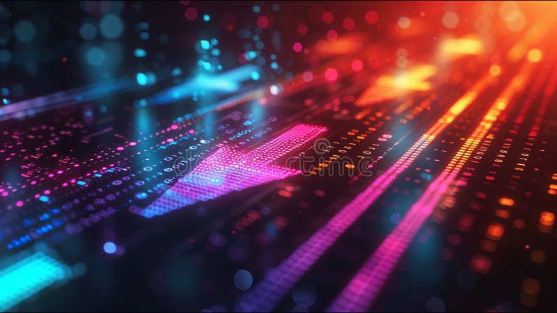 Arrow Chart Cyber Information Nodes Electronic Info Arrows Stock ...