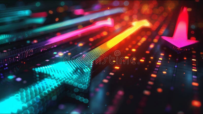 Arrow Chart Cyber Information Nodes Electronic Info Arrows Stock ...
