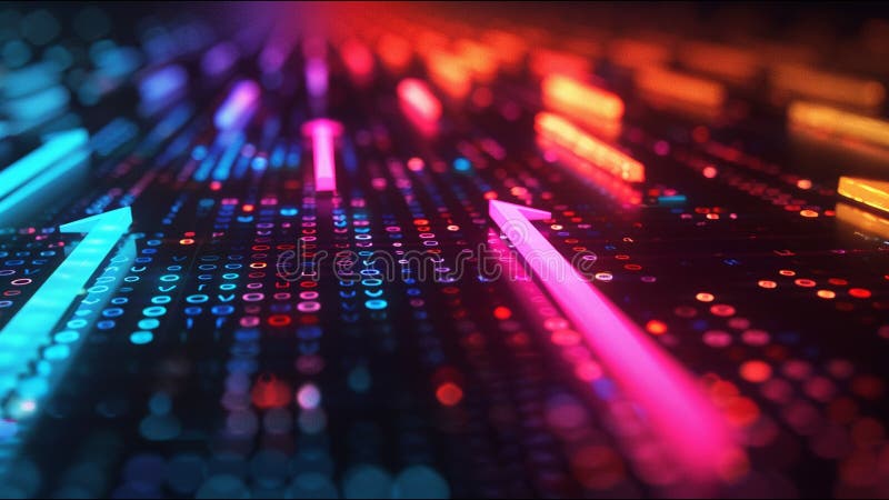 Arrow Chart Cyber Information Nodes Electronic Info Arrows Stock ...