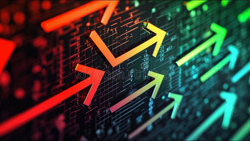 Arrow Chart Cyber Information Nodes Electronic Info Arrows Stock ...