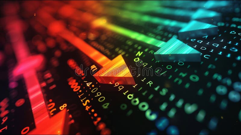 Arrow Chart Cyber Information Nodes Electronic Info Arrows Stock ...