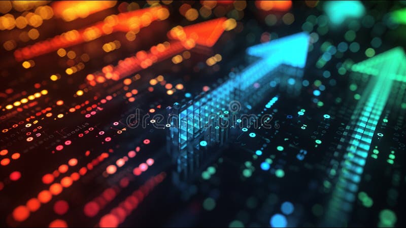 Arrow Chart Cyber Information Nodes Electronic Info Arrows Stock ...