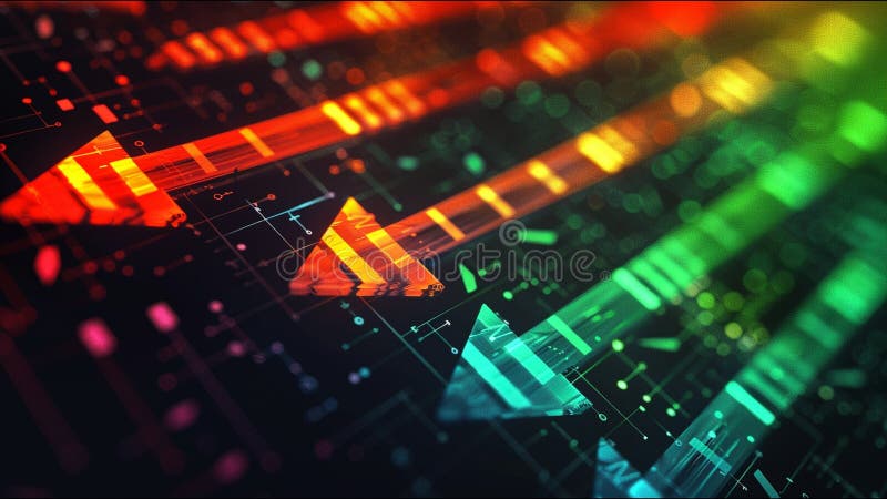 Arrow Chart Cyber Information Nodes Electronic Info Arrows Stock ...