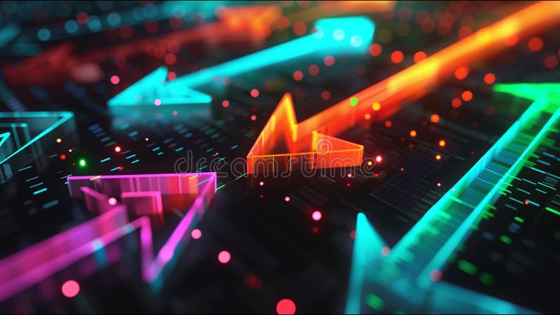 Arrow Chart Cyber Information Nodes Electronic Info Arrows Stock ...