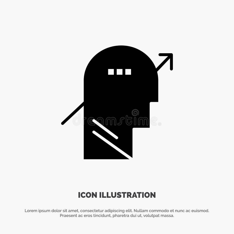 Arrow, Chart, Human, Knowledge, Mind, Solid Glyph Icon Vector Stock ...