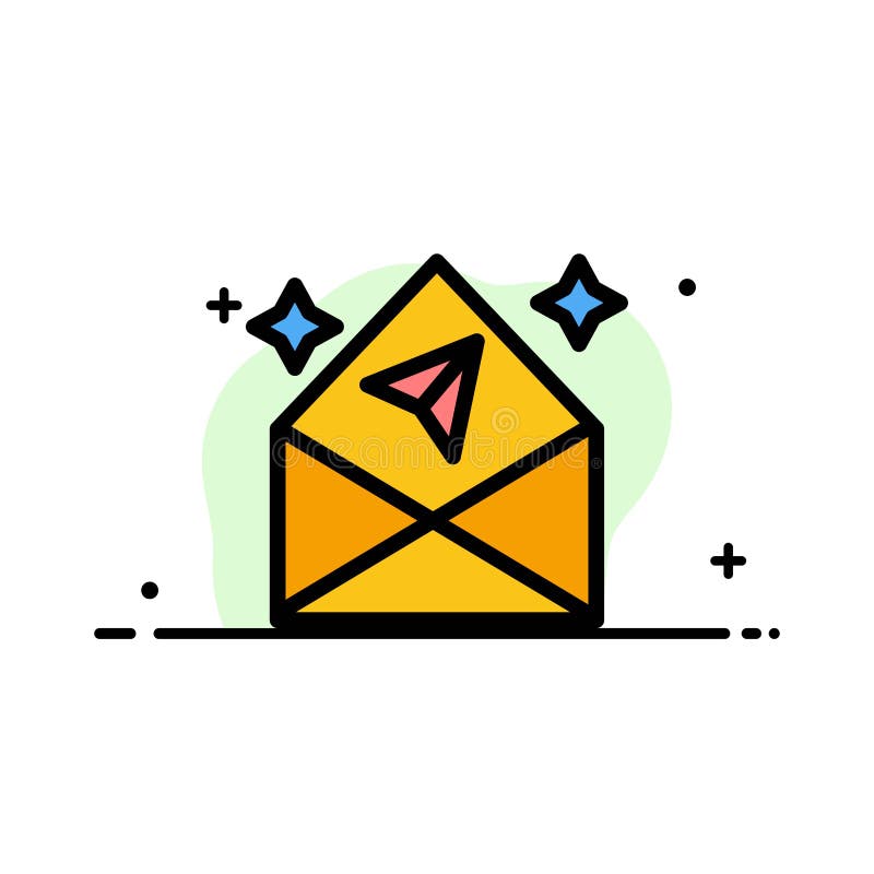 Arrow, Chat, Mail, Open Business Flat Line Filled Icon Vector Banner ...