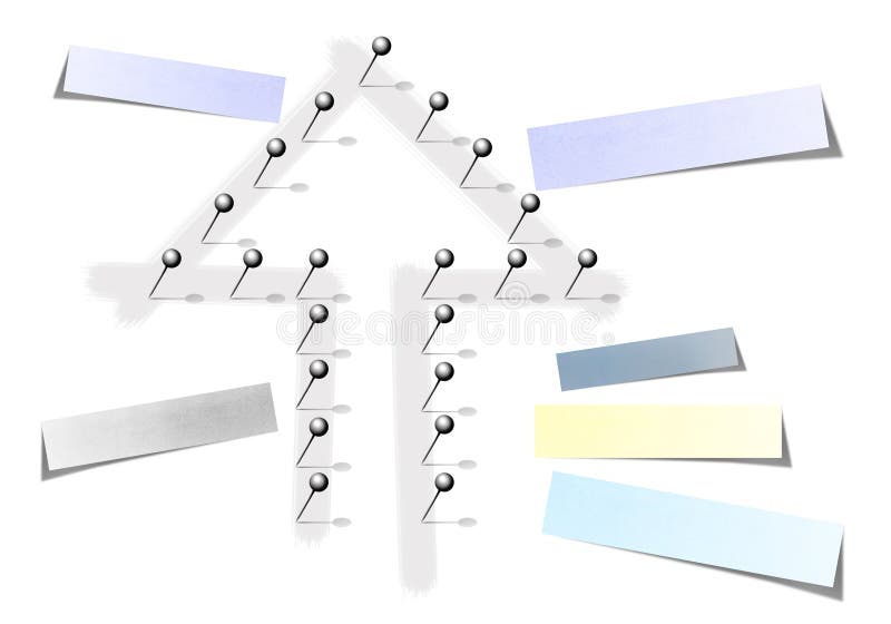 Arrow with Chrome Pins and Post it Stock Illustration - Illustration of ...