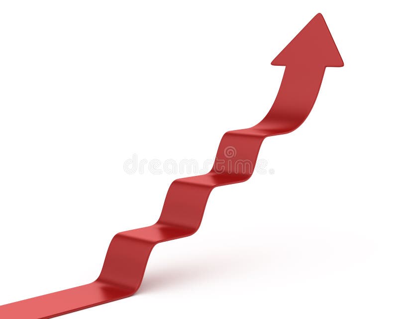 Arrow Climbing Up Over a Staircase Stock Illustration - Illustration of ...