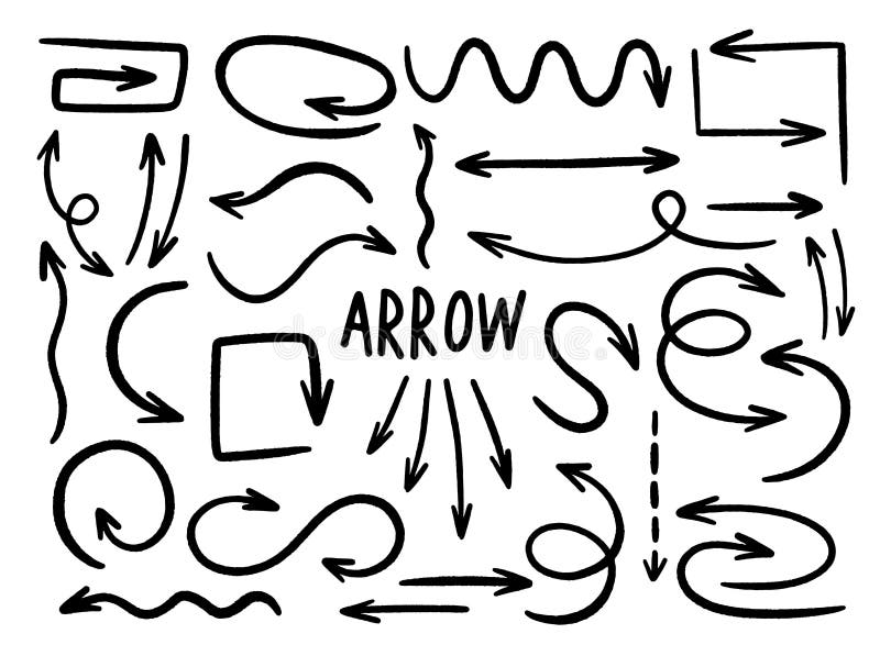 Arrow Collection Hand Drawn Style. Drawing Line Element Design Stock ...