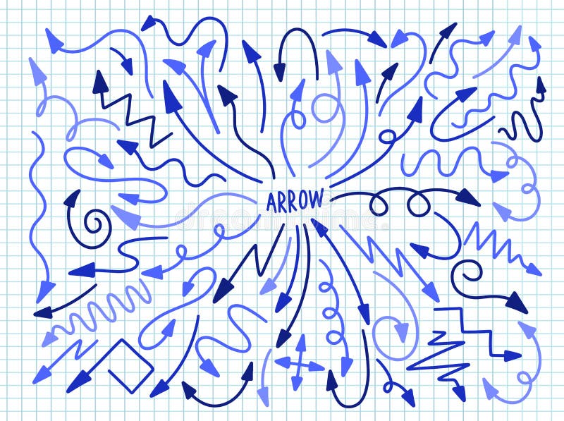 Arrow Collection Hand Drawn Style. Drawing Line Element Design Stock ...