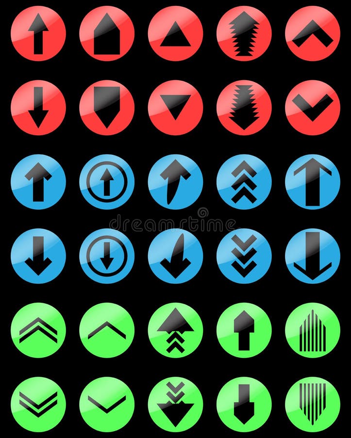 Arrow Color Set Up and Down, Upload Download Stock Vector ...