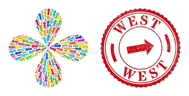 West Textured Rubber Imprint and Arrow Bright Swirl Spin Stock Vector ...