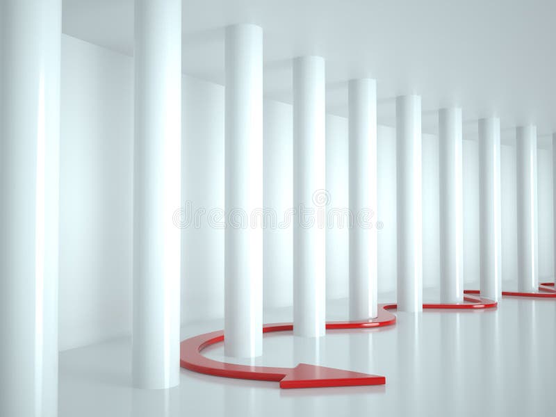 Arrow and columns, 3D stock illustration. Illustration of cylinder ...