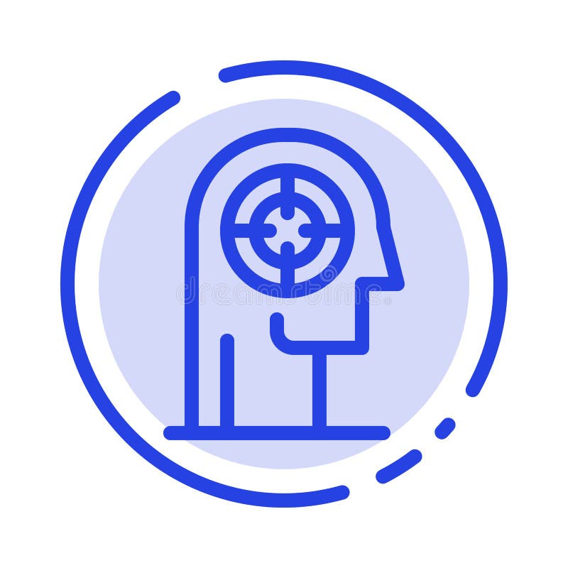 Arrow, Concentration, Focus, Head, Human Blue Dotted Line Line Icon ...