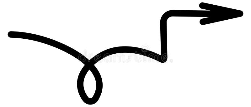 Arrow Curly. Wavy Arrow with Loop and Right Angle. Illustration. Curved ...