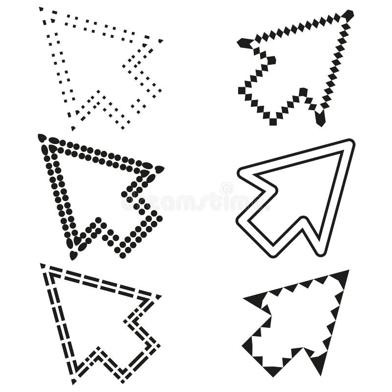 Arrow Cursor Icon. Dotted Arrow Pointer. Geometric Arrow Shape. Digital Navigation Vector Stock ...