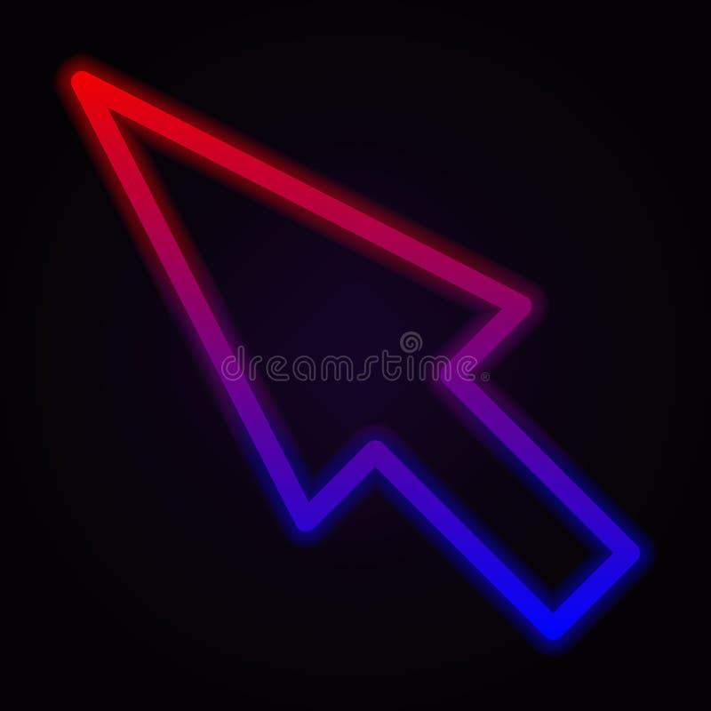 Arrow, Cursor Neon Icon on Dark Background Stock Illustration ...