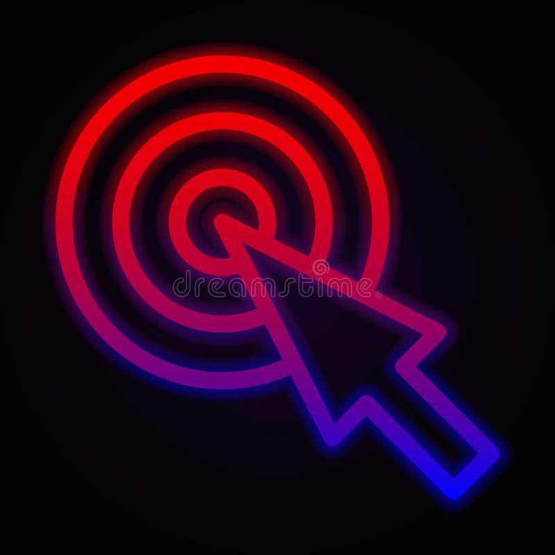 Arrow, Cursor Neon Icon on Dark Background Stock Illustration ...