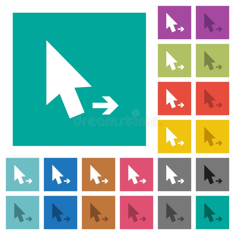 Arrow Cursor Right Solid Square Flat Multi Colored Icons Stock Vector ...