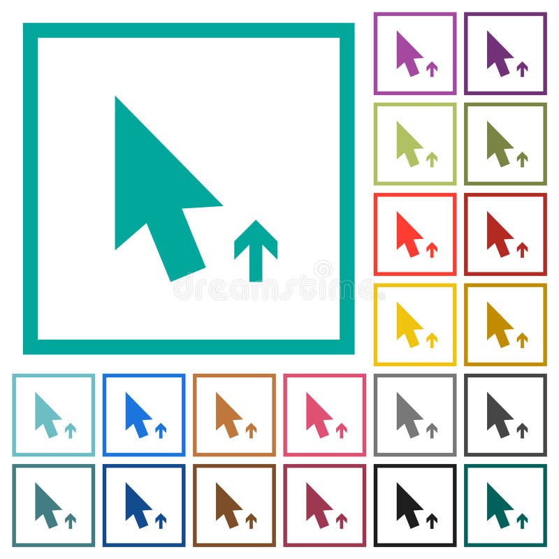 Arrow Cursor Up Solid Flat Color Icons with Quadrant Frames Stock ...