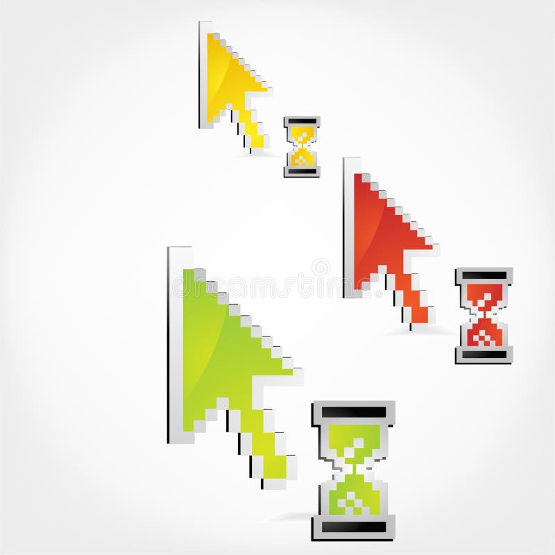 Arrow Cursors with Hour-glass Stock Vector - Illustration of black ...
