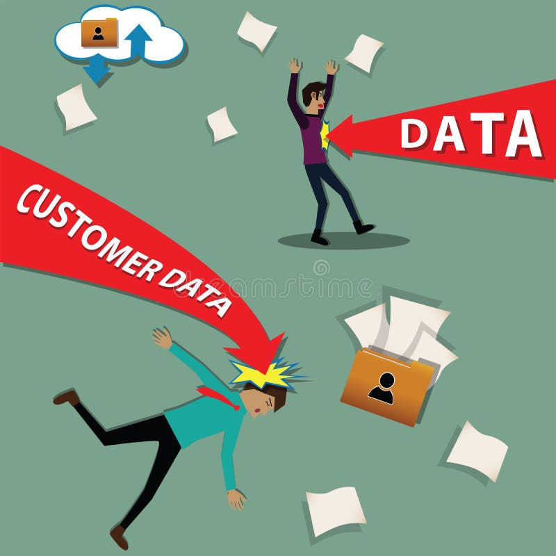 Arrow with Customer Data Attached Businessman Fall on the Ground ...