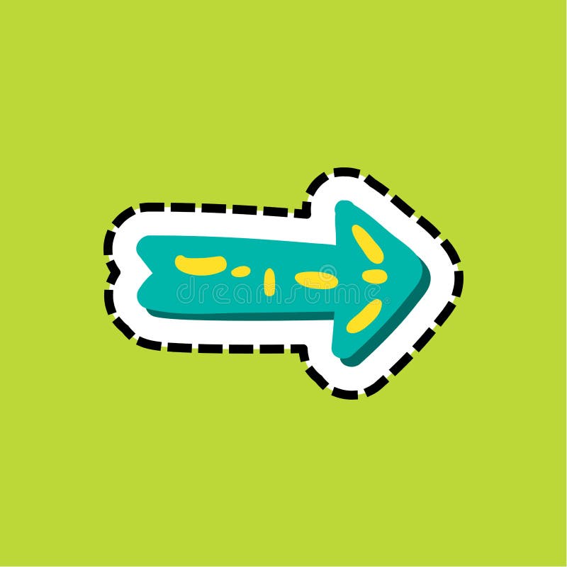 Arrow Dash Line Flat Color Vector Sticker Stock Illustration ...