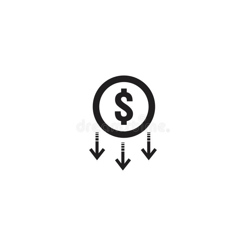 Arrow Decrease Icon. Dollar Money Fall Down Symbol. Economy Stretching Rising Drop. Business ...