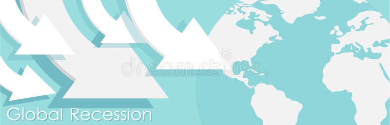 Arrow Decrease Symbol on World Map. Global Recession Vector ...