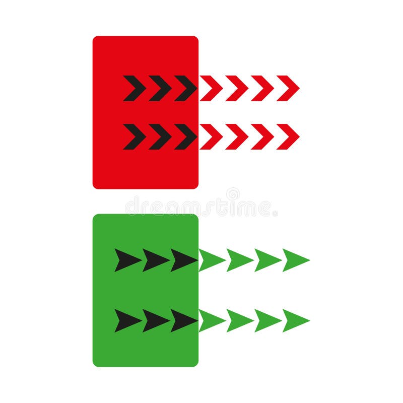 Arrow Direction Blocks. Red Green Containers. Motion Flow Elements ...