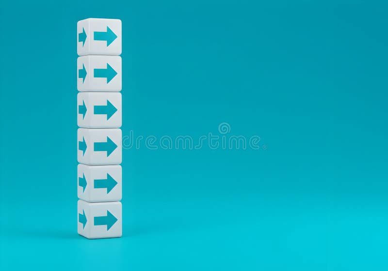 Arrow Direction Concept White Cubes Stacked on Blue Background for ...