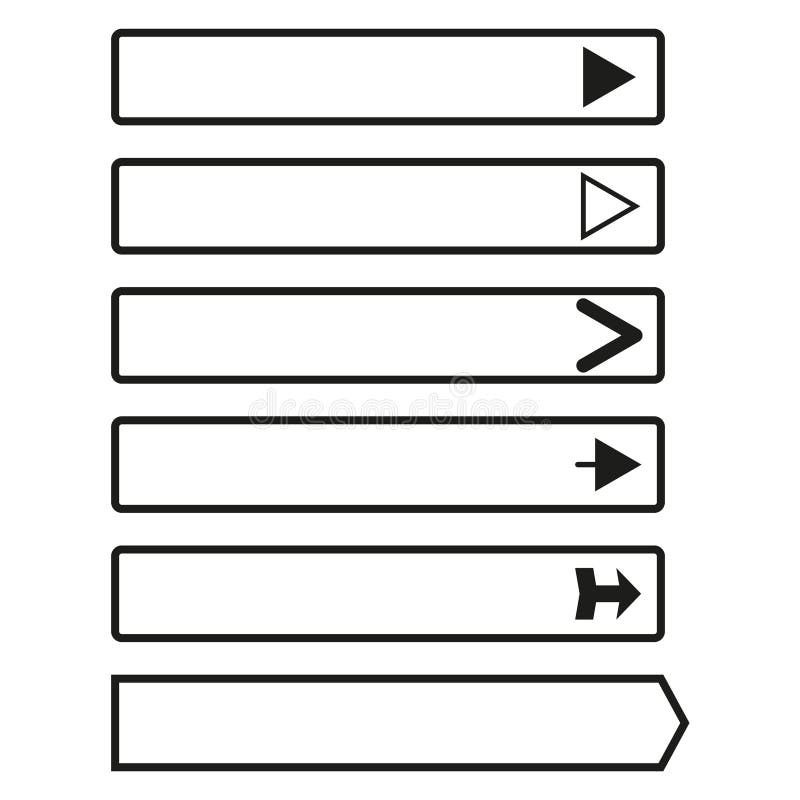 Arrow Direction Icons. Six Black Designs. Simple Rectangular Shapes ...