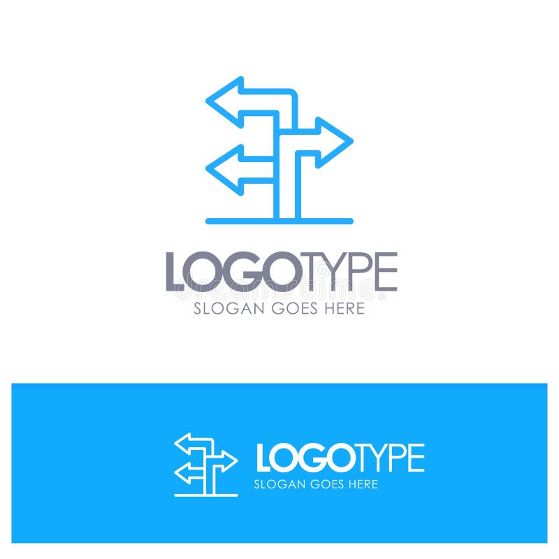 Arrow, Direction, Navigation Blue Outline Logo Place for Tagline Stock ...