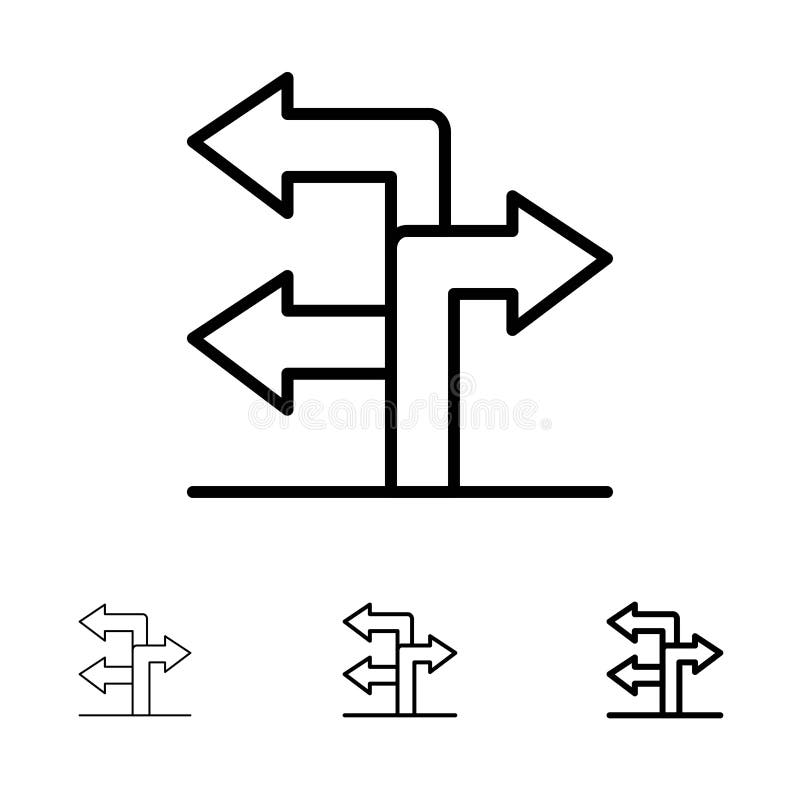 Arrow, Direction, Navigation Bold And Thin Black Line Icon Set Stock ...