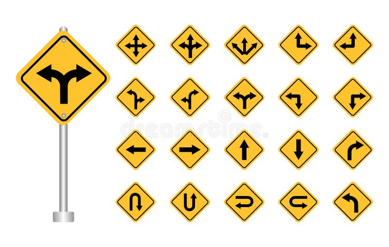 Arrow Direction Road Sign Board Set Vector Design Stock Vector ...