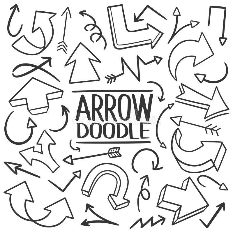 Arrow Direction Traditional Doodle Icon Hand Draw Set Stock Vector ...