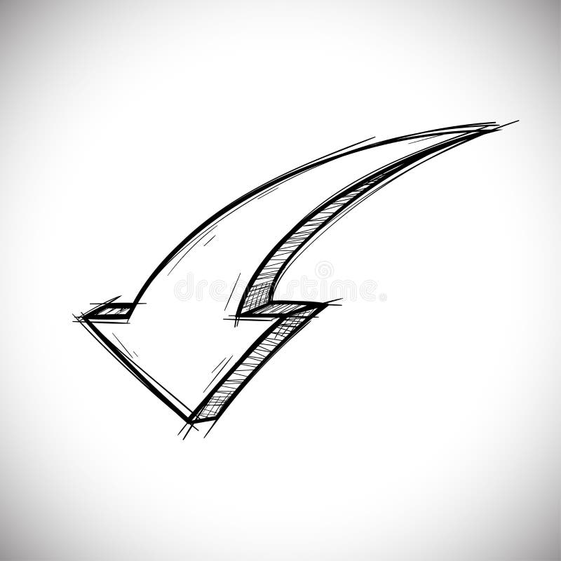 Arrow doodle. Down sign stock vector. Illustration of shape - 127566179