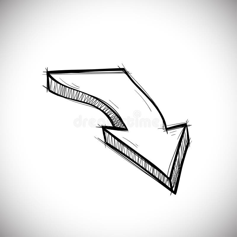 Arrow doodle. Down sign stock vector. Illustration of sign - 127566214
