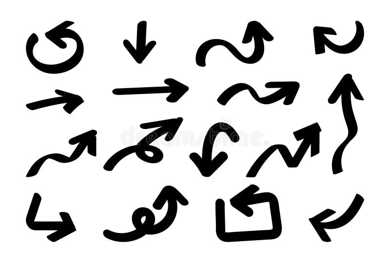 Arrow Doodles Line Bold, Arrow Doodle Brush, Scribble Line Hand Drawn, Arrow Sticker, Marker ...