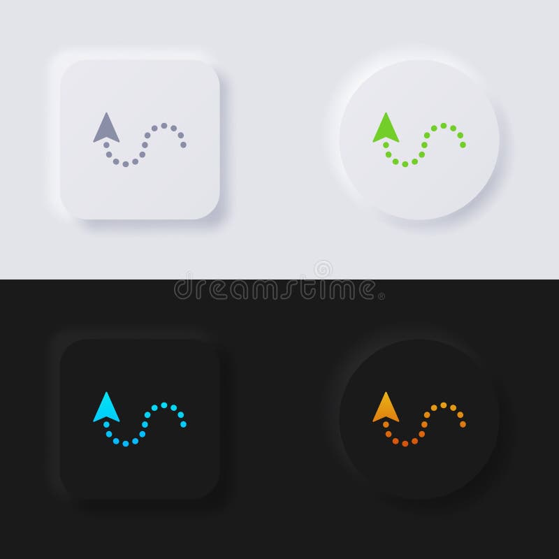 Arrow Dot Line Navigation Icon Set, Multicolor Neumorphism Button Soft ...