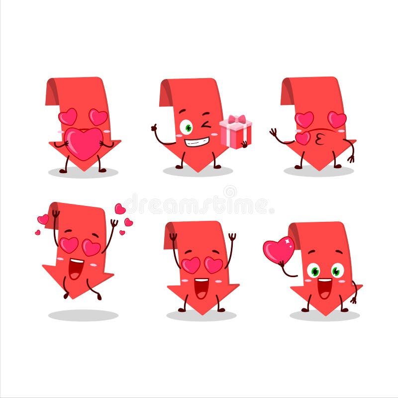 Arrow Down Cartoon Character with Love Cute Emoticon Stock Vector ...