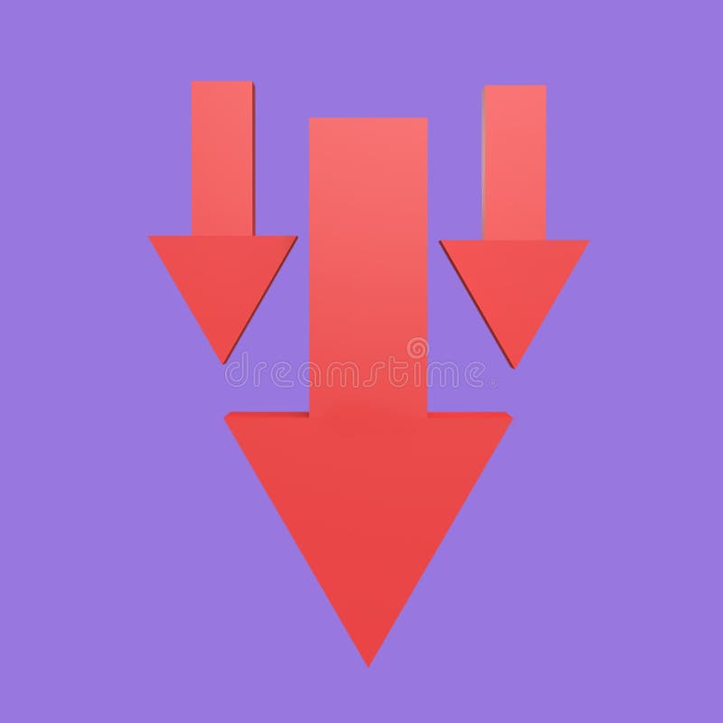 Arrow Down 3d Icon Model Cartoon Style Concept. Render Illustration ...