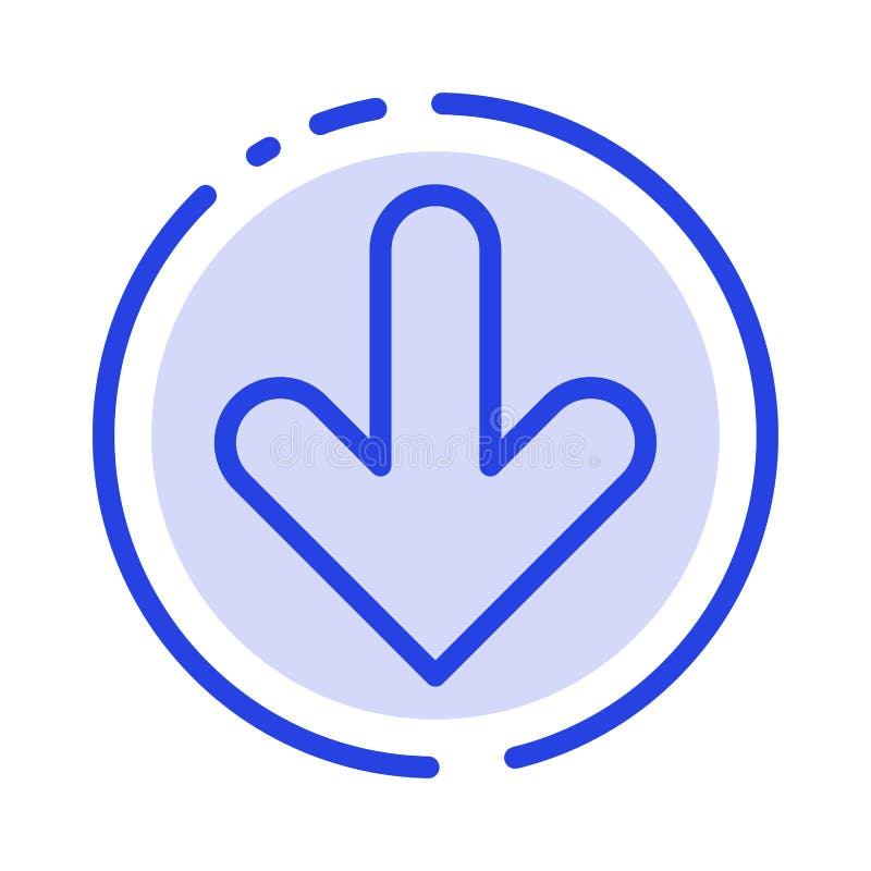 Arrow, Down, Direction, Download Blue Dotted Line Line Icon Stock ...