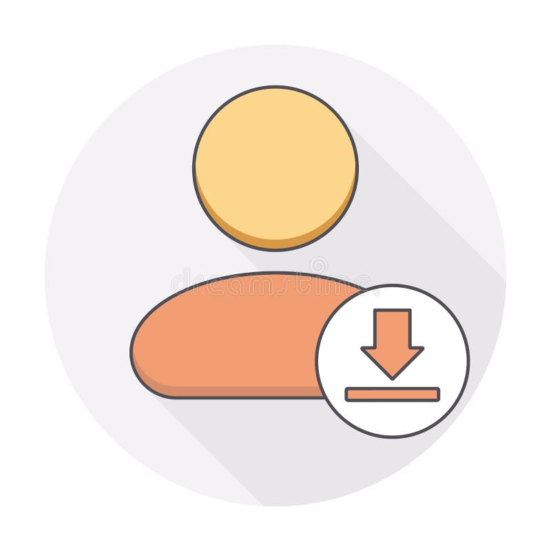 Arrow Down Download User Icon Stock Vector - Illustration of flat ...
