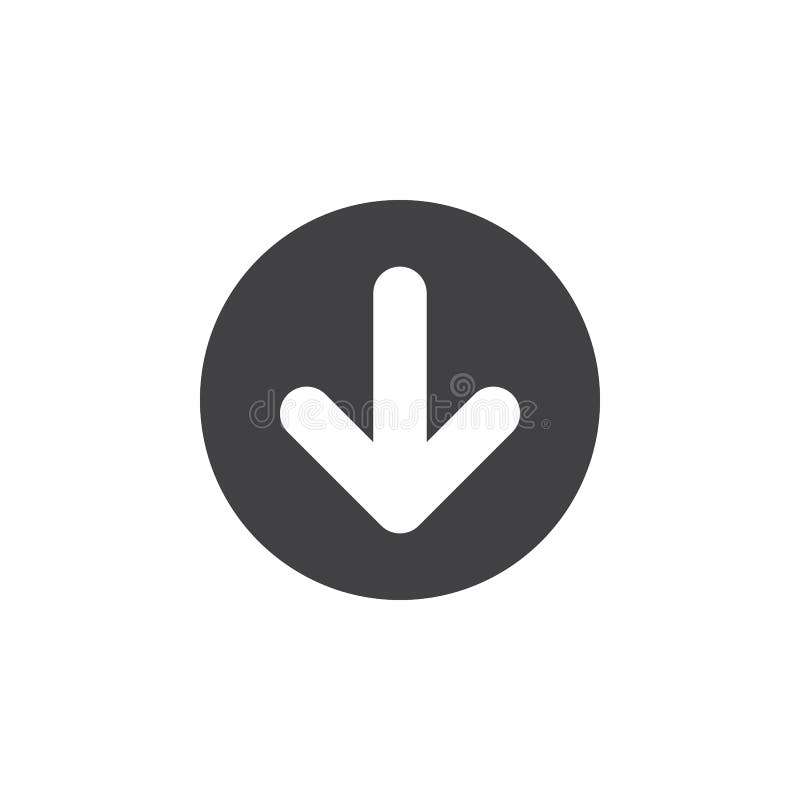 Arrow Down Flat Icon. Round Simple Button, Circular Vector Sign Stock ...