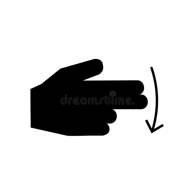 Arrow Down Hand Move Touch Direction Gesture Icon Isolated on White ...