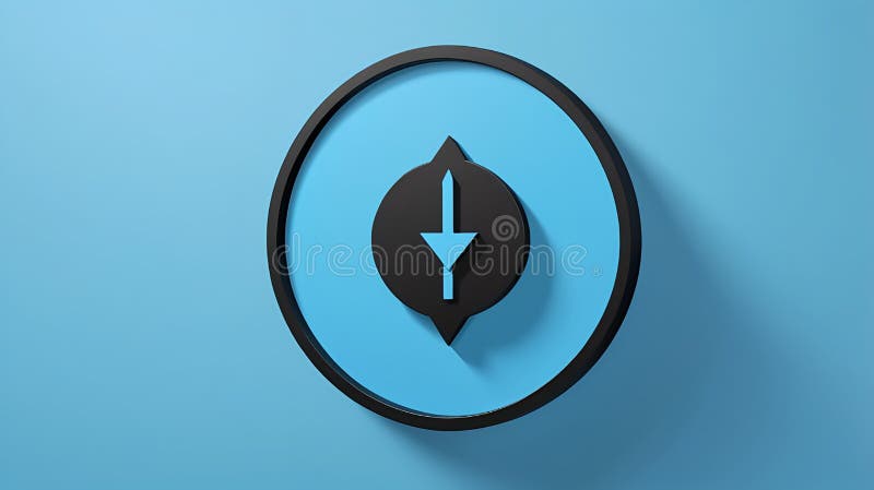 Arrow Down Icon in Black and Blue Circle Stock Illustration ...