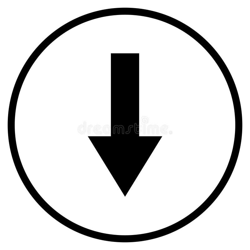Arrow down Icon in Circle stock illustration. Illustration of symbol ...